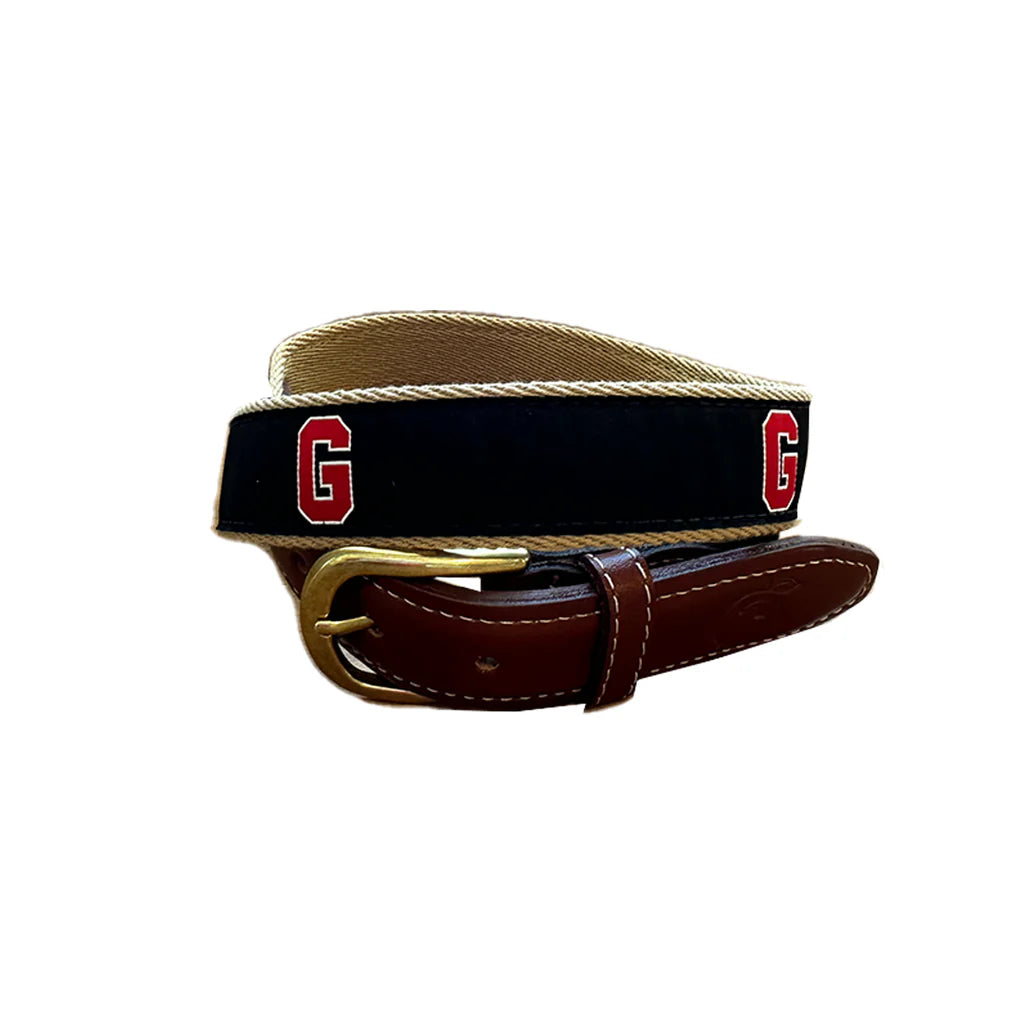 Peach State Pride UGA Ribbon Belt Block G - Black – Wiregrass Designs