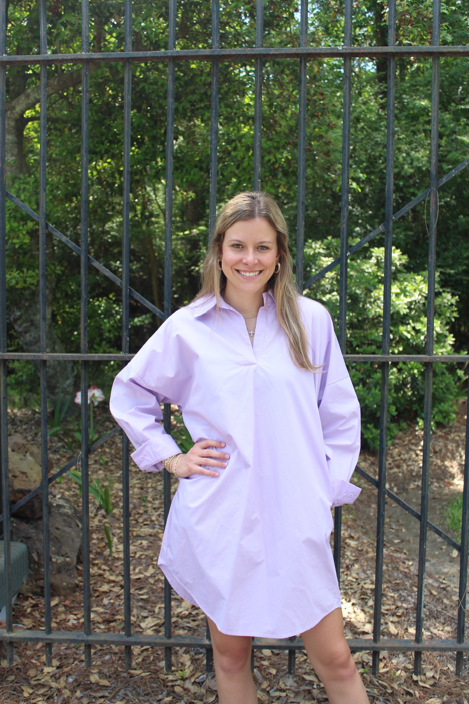 Caryn Lawn- Preppy Star Dress Lavender with Blue Star – Wiregrass Designs